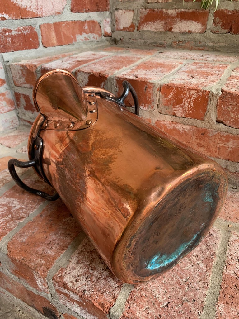 Antique French Copper Vessel Pot Riveted Wine Champagne Bucket 19th ...