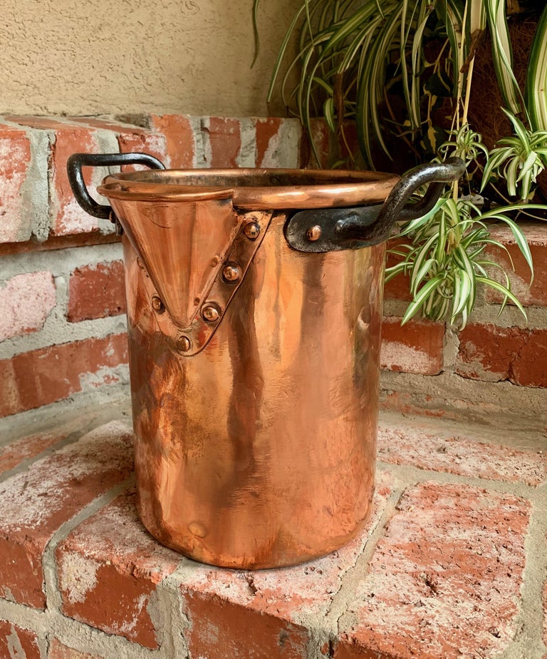 Antique French Copper Vessel Pot Riveted Wine Champagne Bucket 19th ...