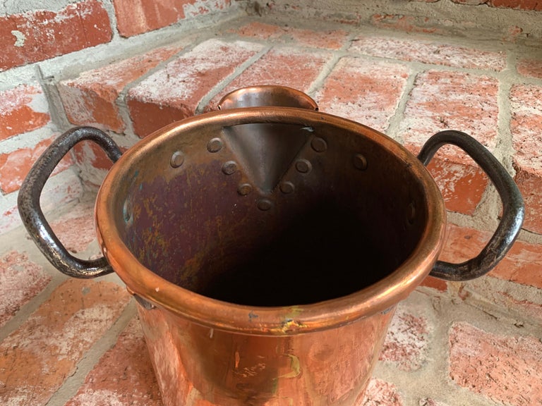 Antique French Copper Vessel Pot Riveted Wine Champagne Bucket 19th ...
