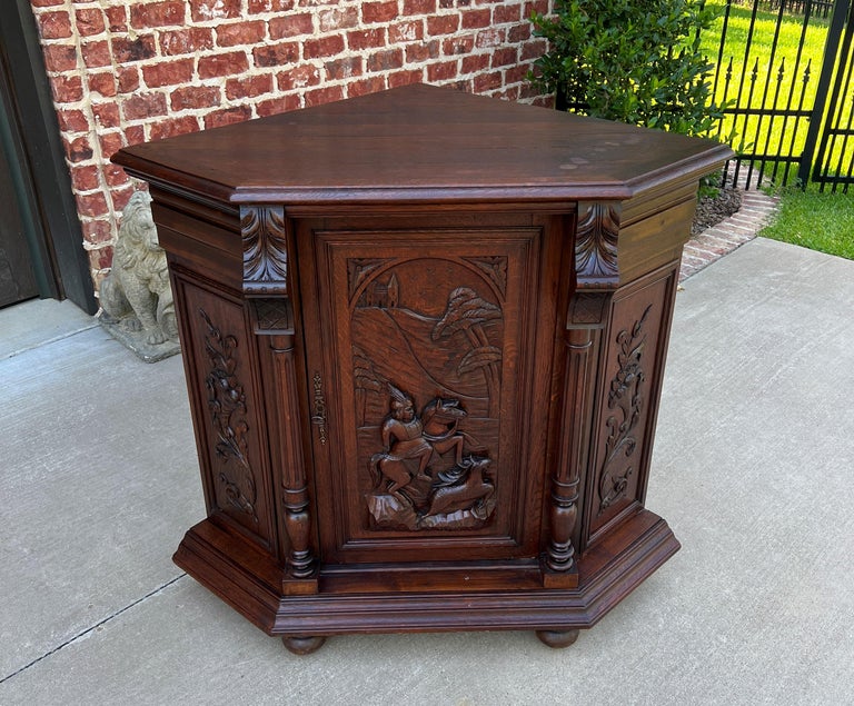 Antique French Corner Cabinet Cupboard Canted Corners Renaissance Oak ...
