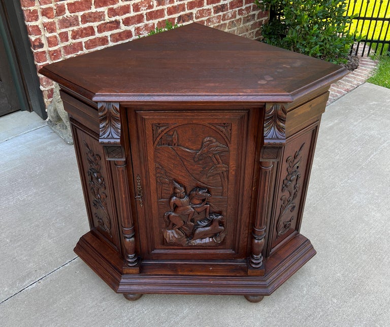 Antique French Corner Cabinet Cupboard Canted Corners Renaissance Oak ...