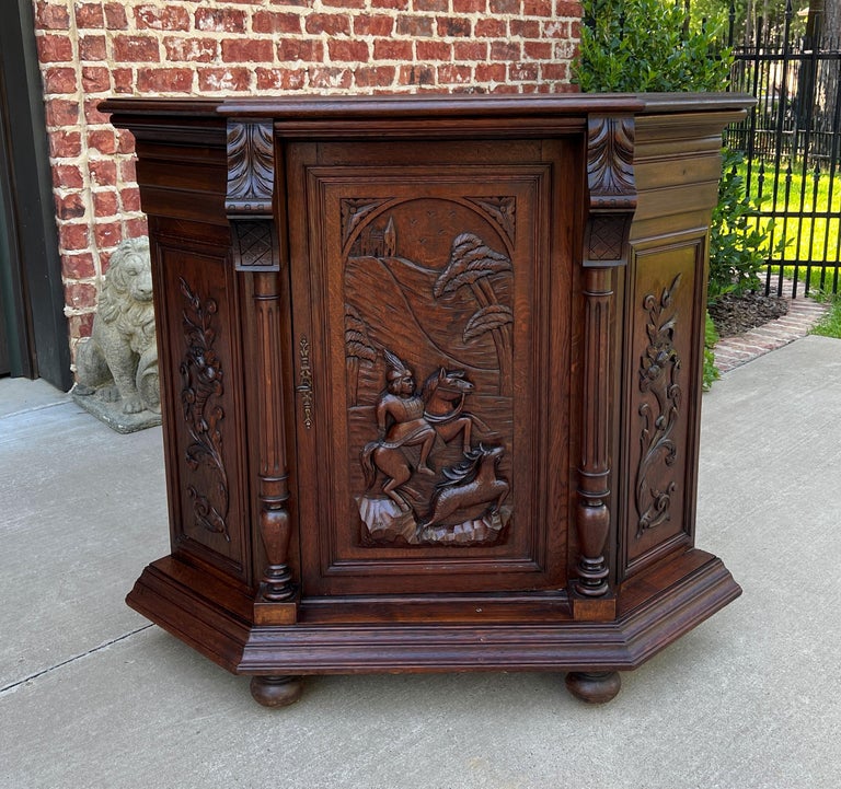 Antique French Corner Cabinet Cupboard Canted Corners Renaissance Oak ...