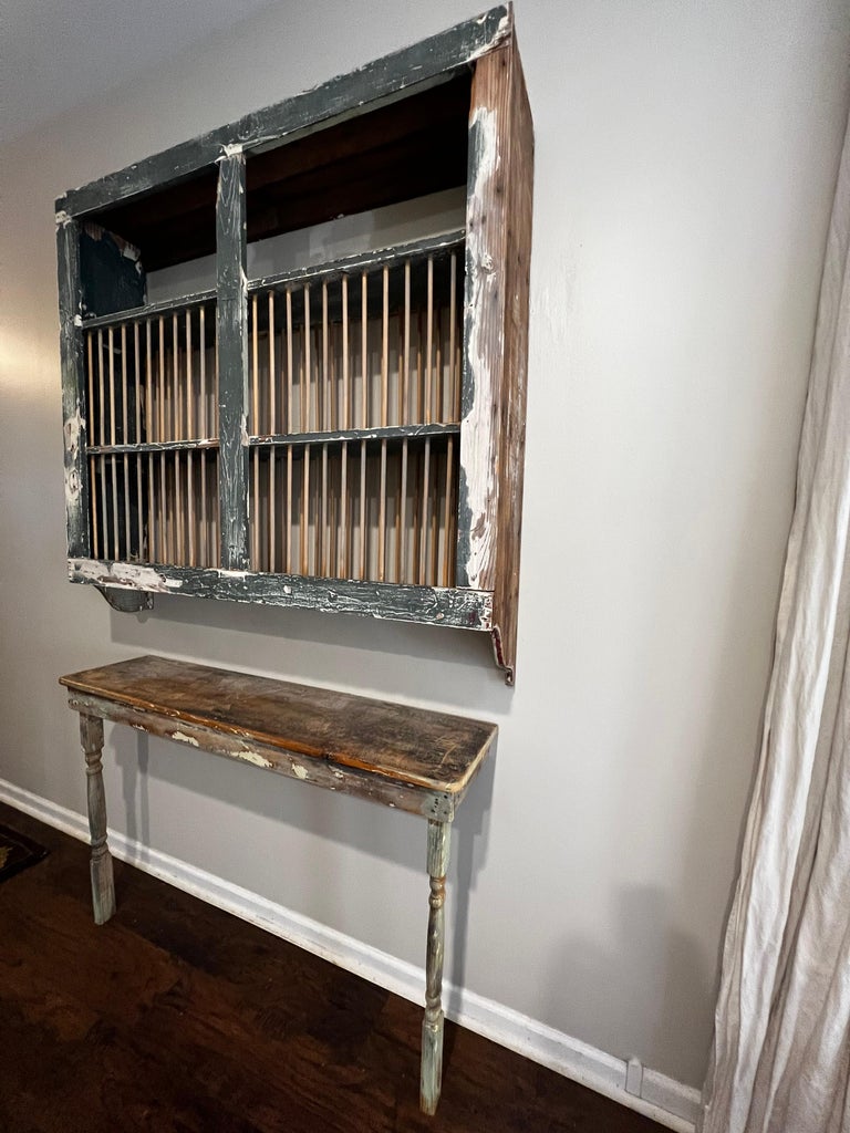 Antique French Country Plate Rack / Cupboard with Base Table, Rustic ...