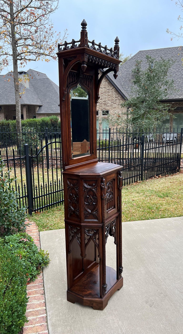 Antique French Credence Cupboard Cabinet Gothic Revival Mirrored Hall ...