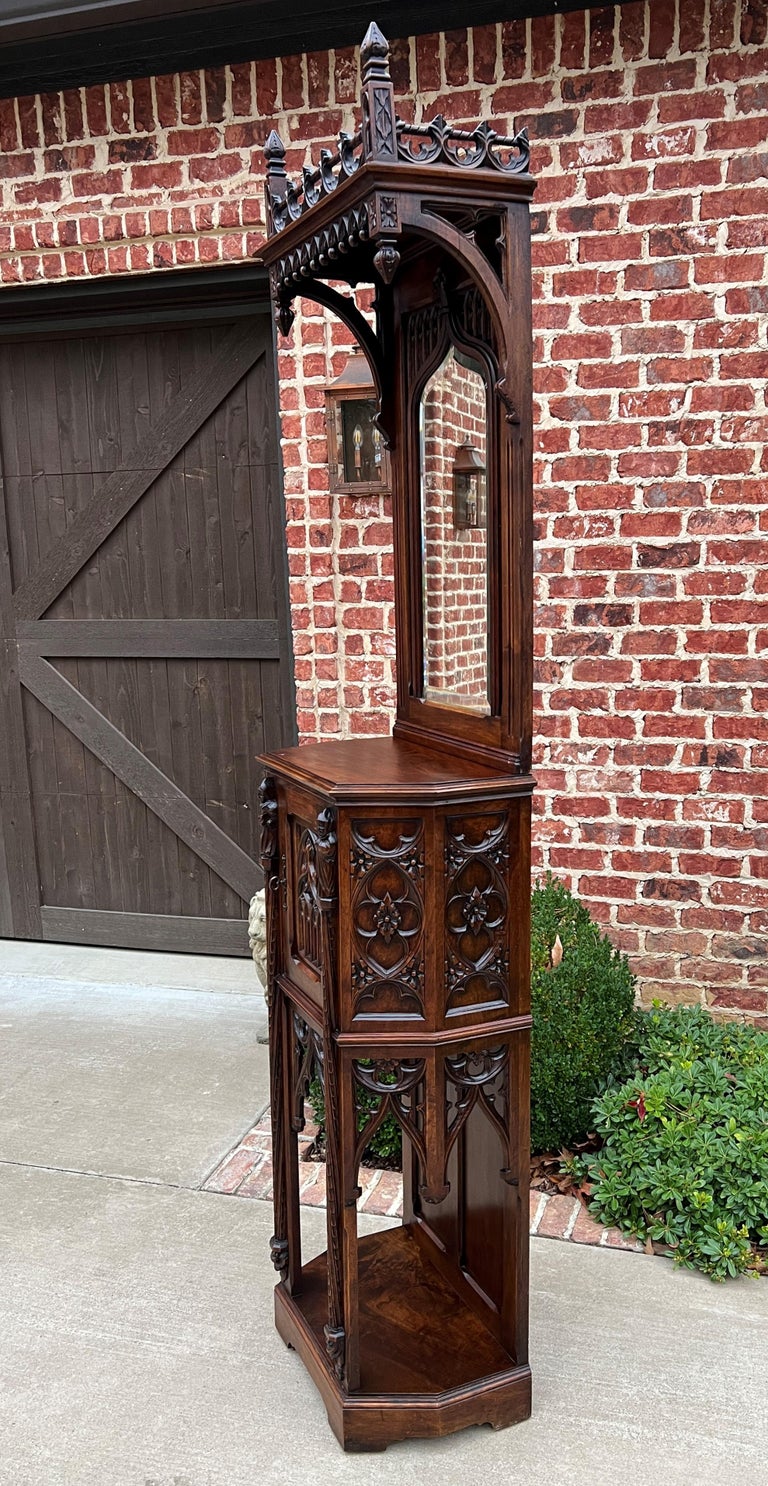 Antique French Credence Cupboard Cabinet Gothic Revival Mirrored Hall ...