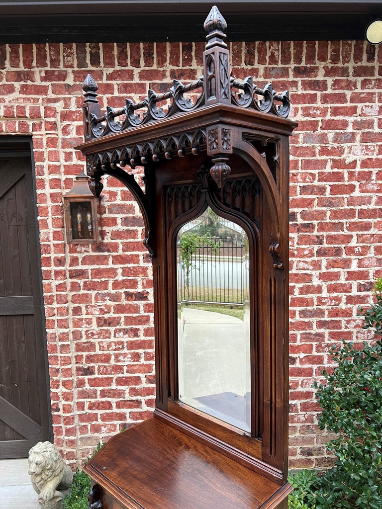 Antique French Credence Cupboard Cabinet Gothic Revival Mirrored Hall ...