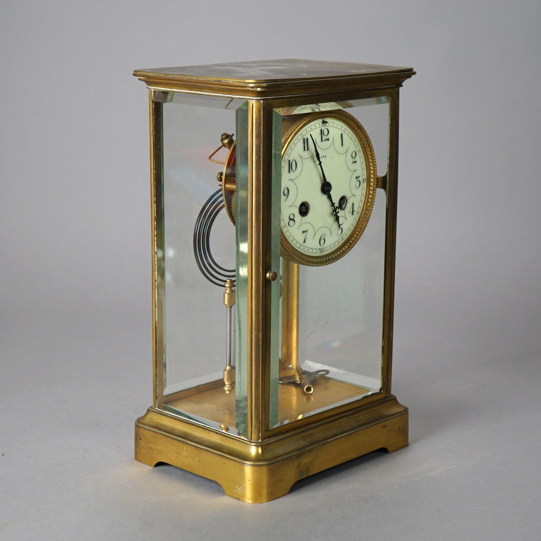 Antique French Crystal and Bronze Mantel Clock For Sale at 1stDibs