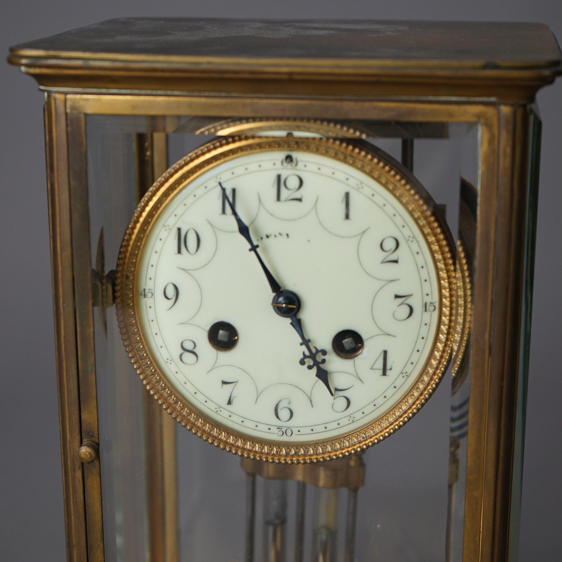 Antique French Crystal and Bronze Mantel Clock For Sale at 1stDibs