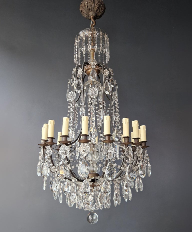 Antique French Crystal Chandelier Ceiling Lamp Lustre Art Nouveau Lamp ...