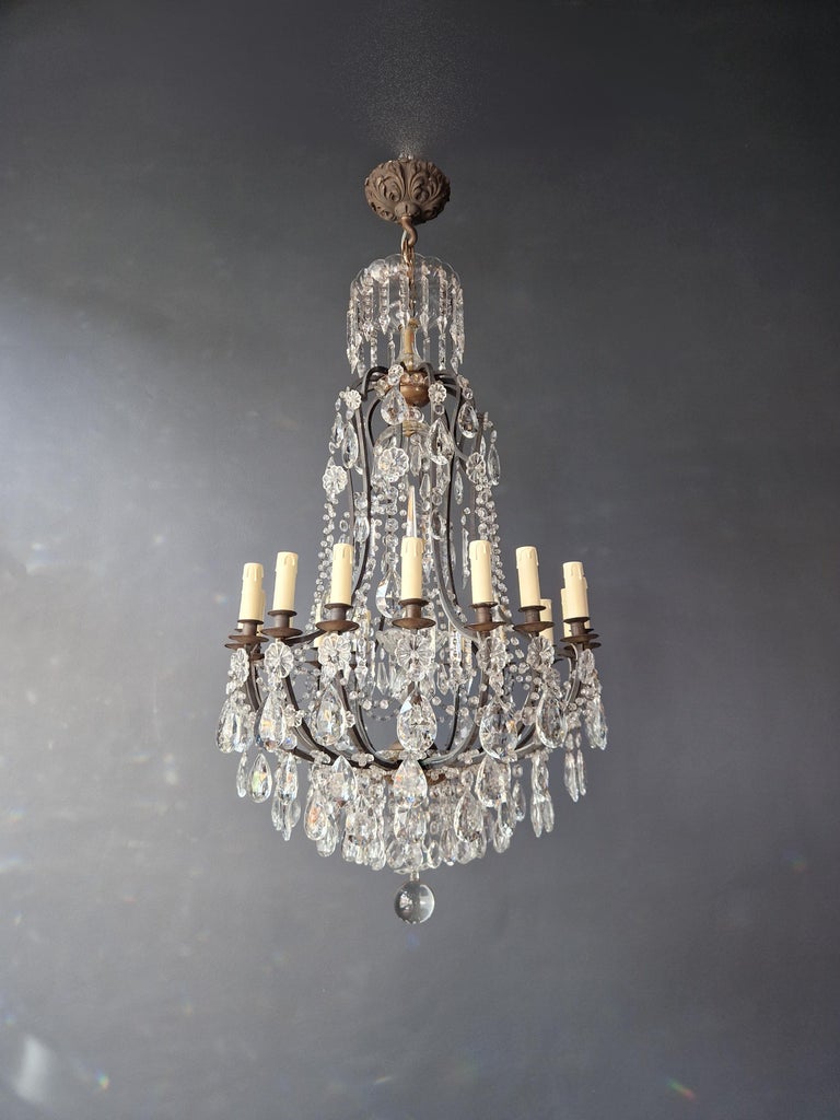 Antique French Crystal Chandelier Ceiling Lamp Lustre Art Nouveau Lamp ...