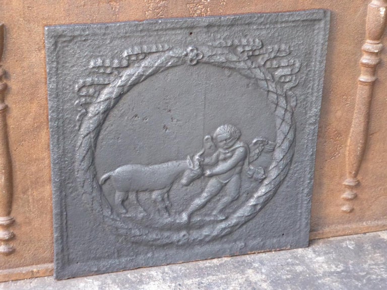 Antique French 'Cupid and Goat' Fireback at 1stDibs