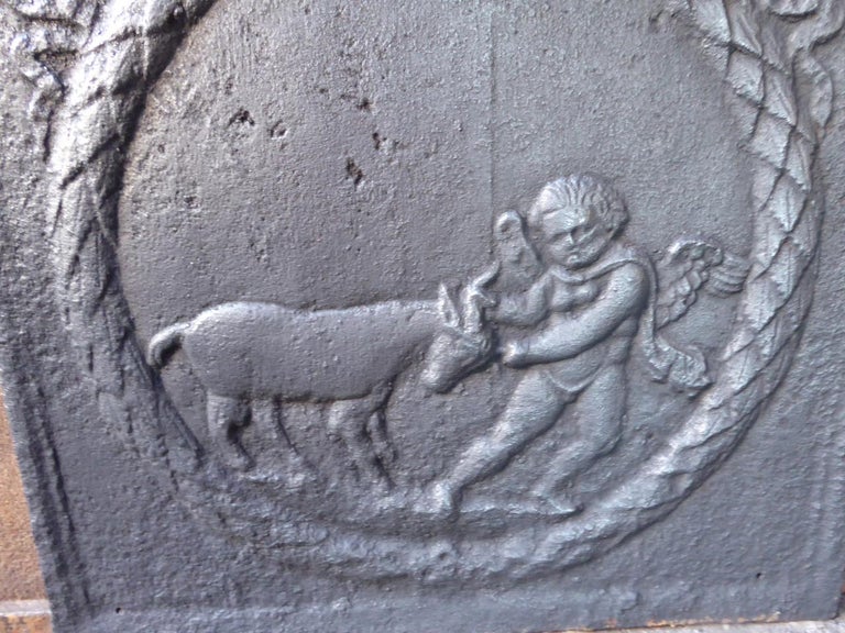 Antique French 'Cupid and Goat' Fireback at 1stDibs