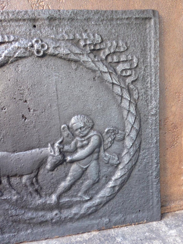 Antique French 'Cupid and Goat' Fireback at 1stDibs
