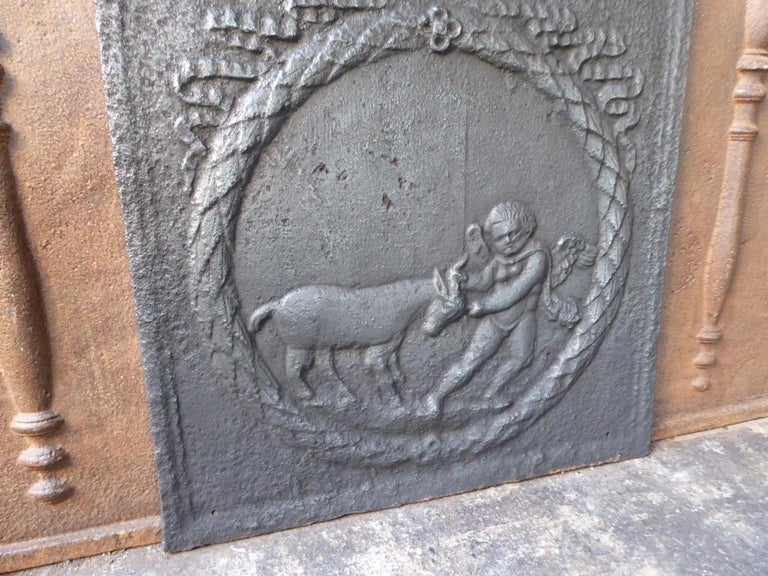 Antique French 'Cupid and Goat' Fireback at 1stDibs