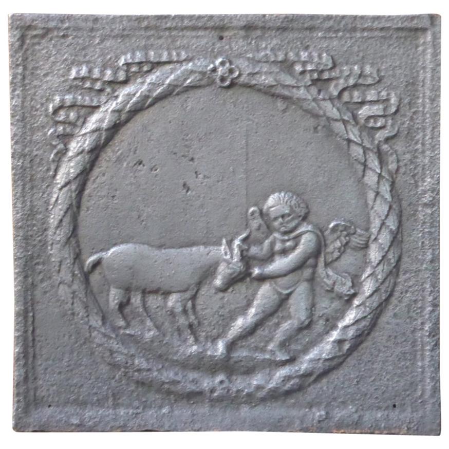 Antique French 'Cupid and Goat' Fireback at 1stDibs
