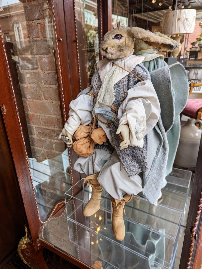 Antique French Curio Display Cabinets With Rabbit Marionette Puppets Aj ...