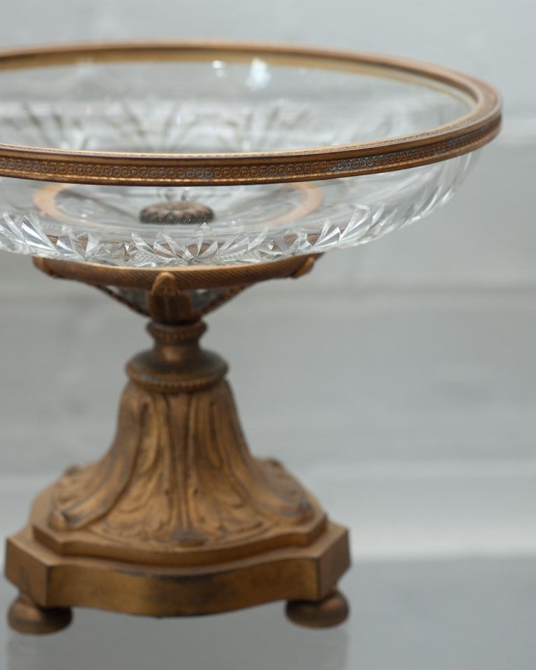 Antique French Cut Crystal and Bronze Tazza / Compote / Dish For Sale ...