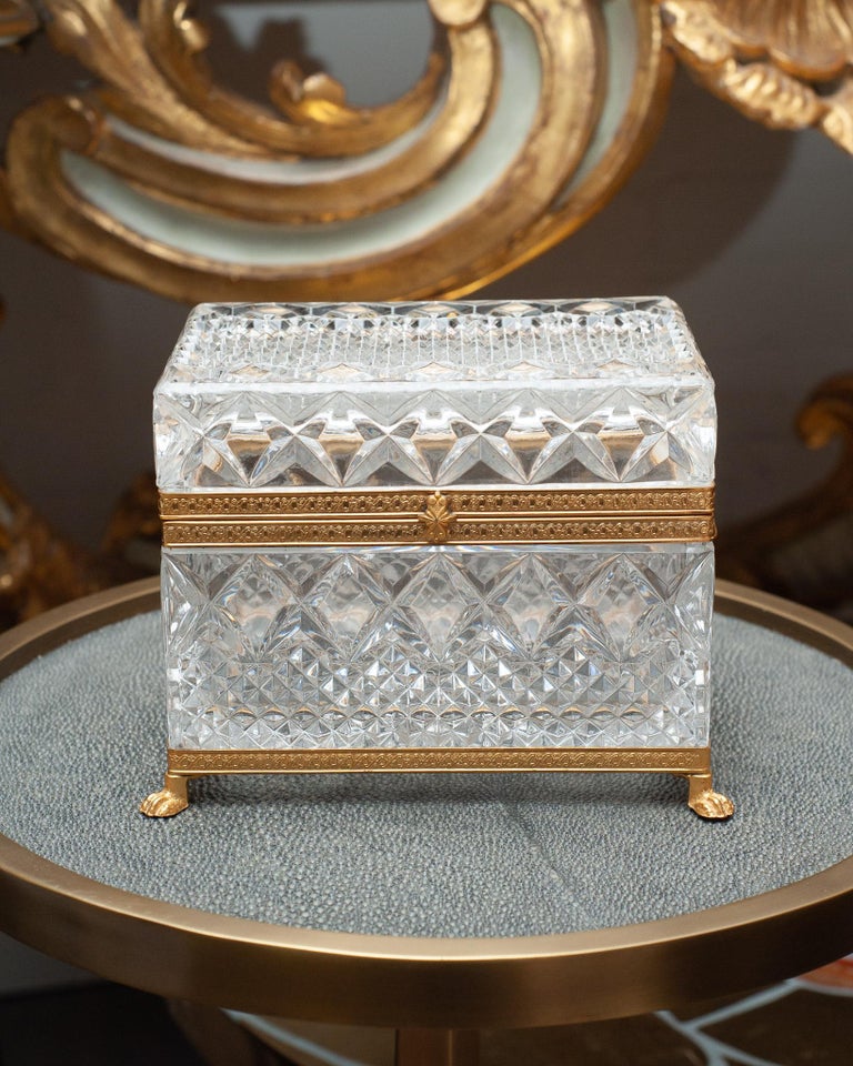 Antique French Cut Crystal Hinged Box with Bronze Mounts For Sale at ...