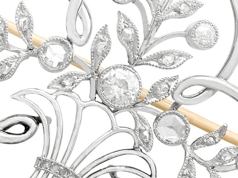 Antique French Diamond Brooch in Platinum For Sale at 1stDibs