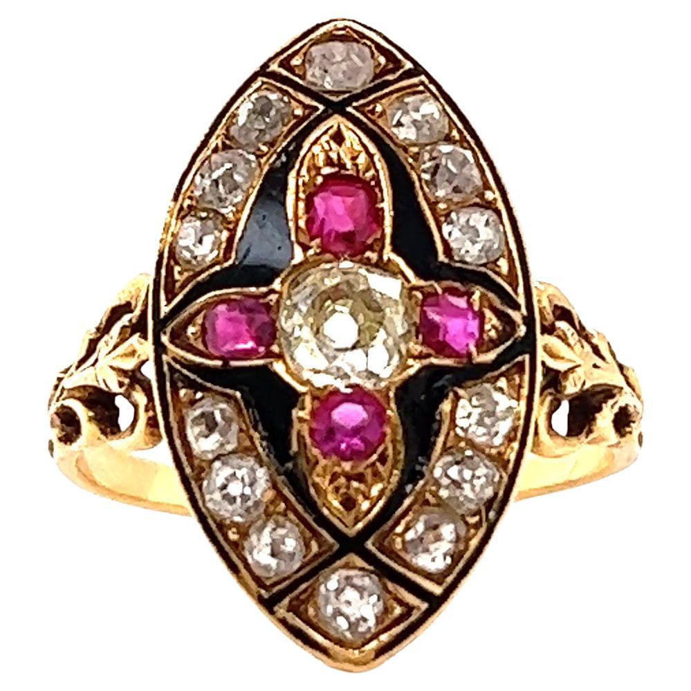 Antique Swiss Enamel Hidden Compartment Ring at 1stDibs