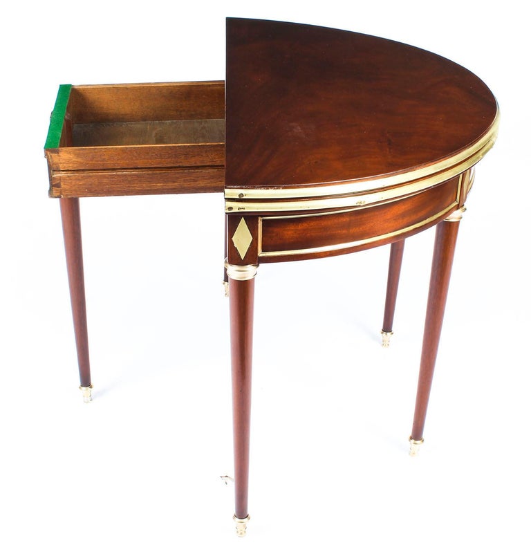 Antique French Directoire Brass Mounted Card Table, Early 19th Century ...