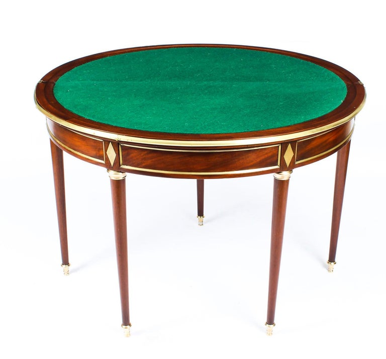 Antique French Directoire Brass Mounted Card Table, Early 19th Century ...