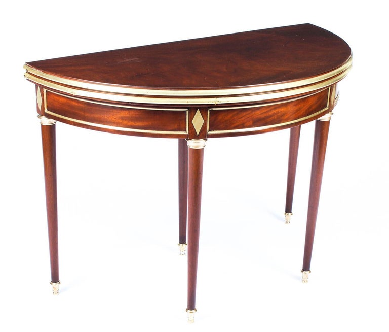 Antique French Directoire Brass Mounted Card Table, Early 19th Century ...