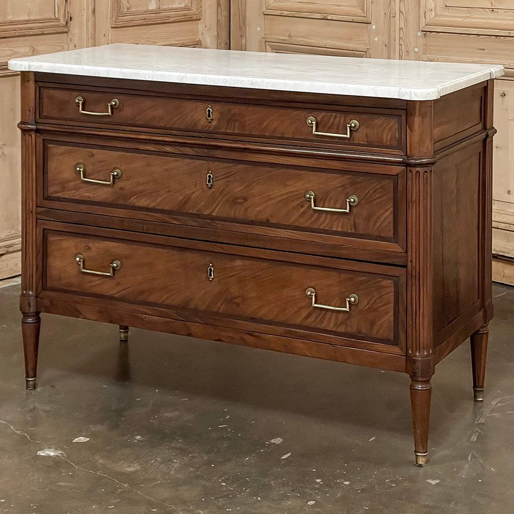 Antique French Directoire Mahogany Commode with Carrara Marble Top For ...