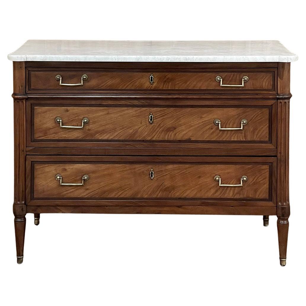 Antique French Louis XVI Mahogany Buffet ~ Commode with Carrara Marble ...