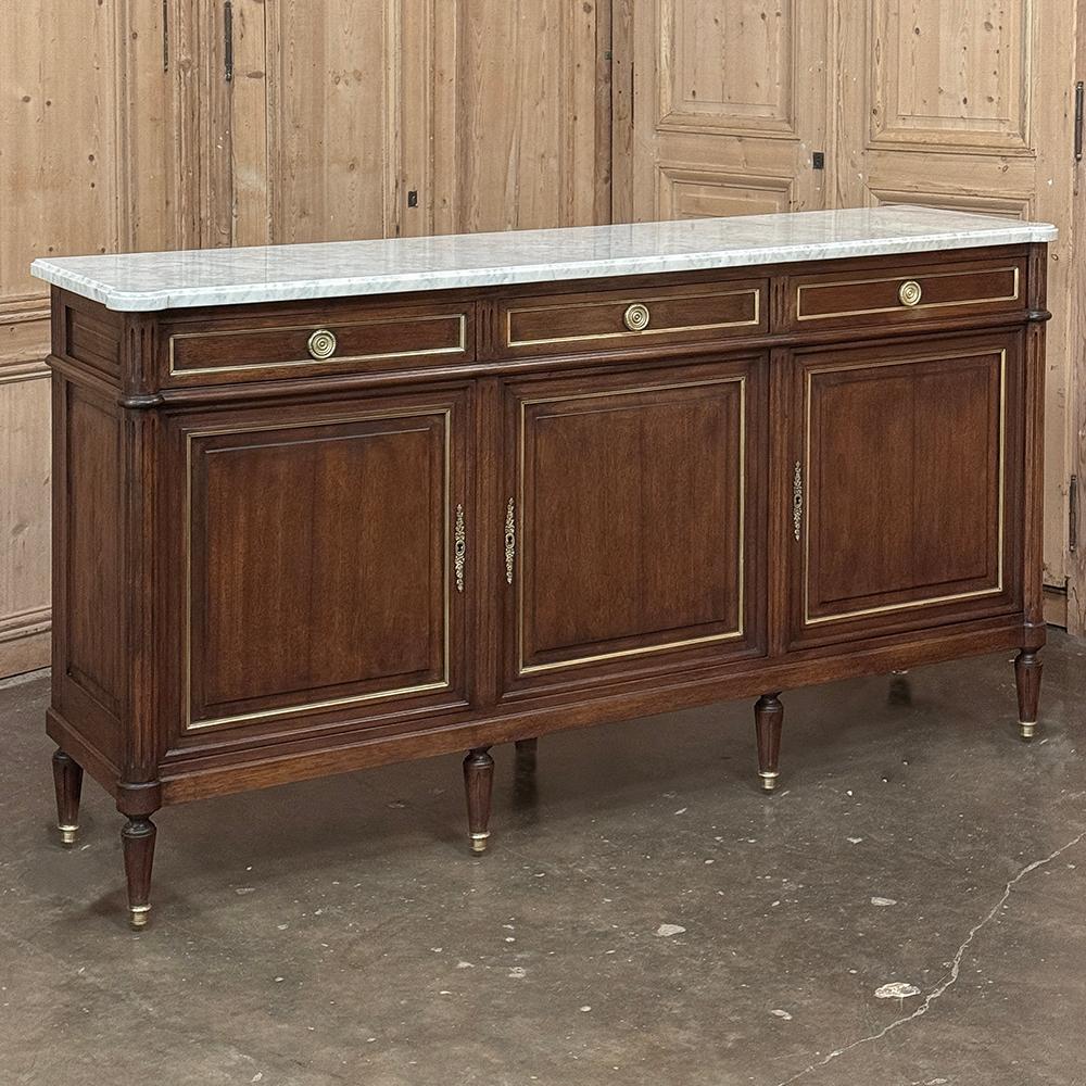 Antique French Directoire Neoclassical Mahogany Buffet with Carrara ...