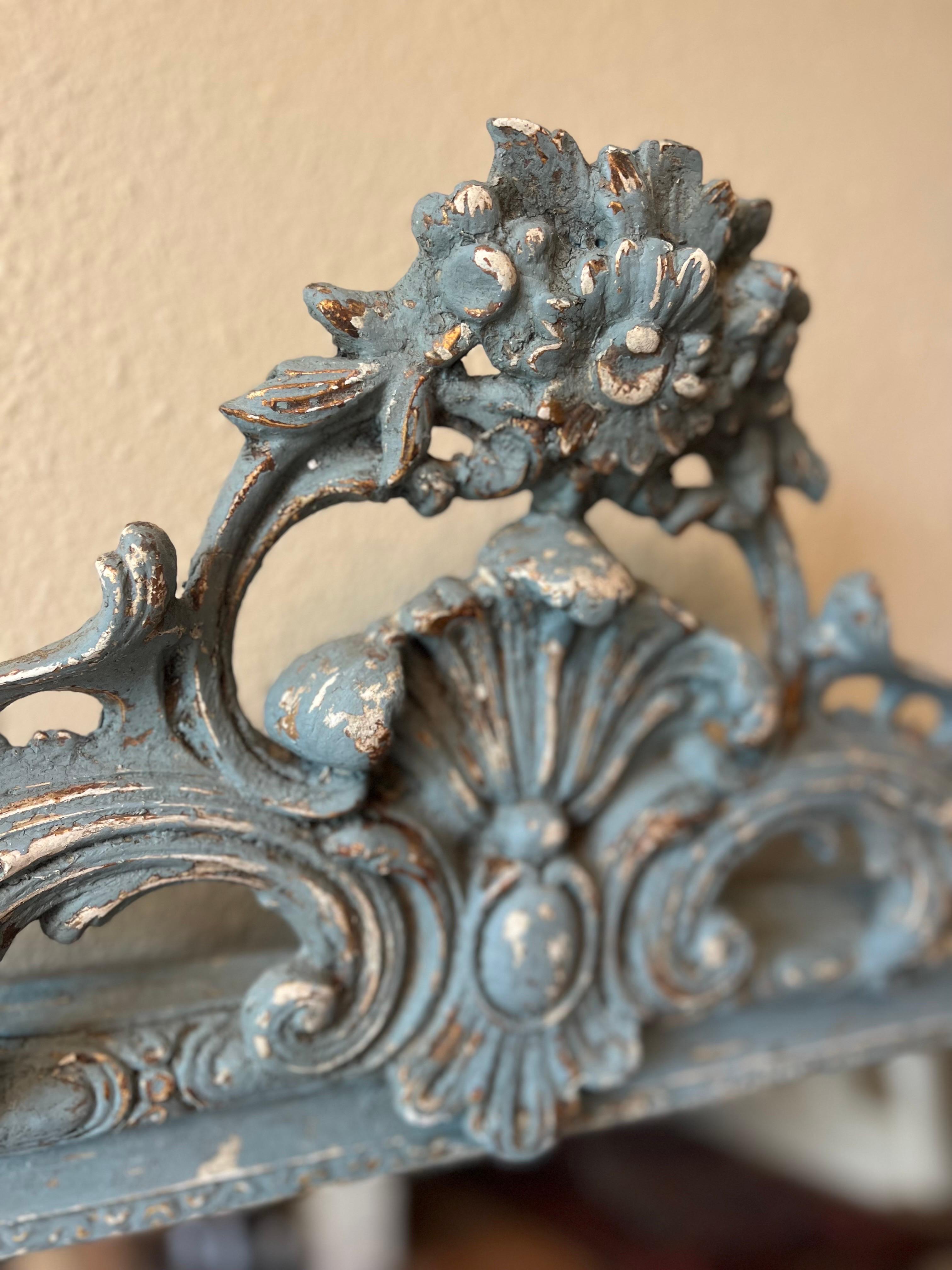 Antique French Distressed Blue Louis Philippe Mirror at 1stDibs