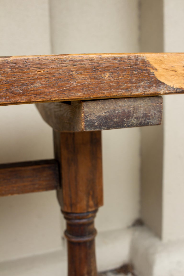 Antique French Distressed Wood Console Table at 1stDibs