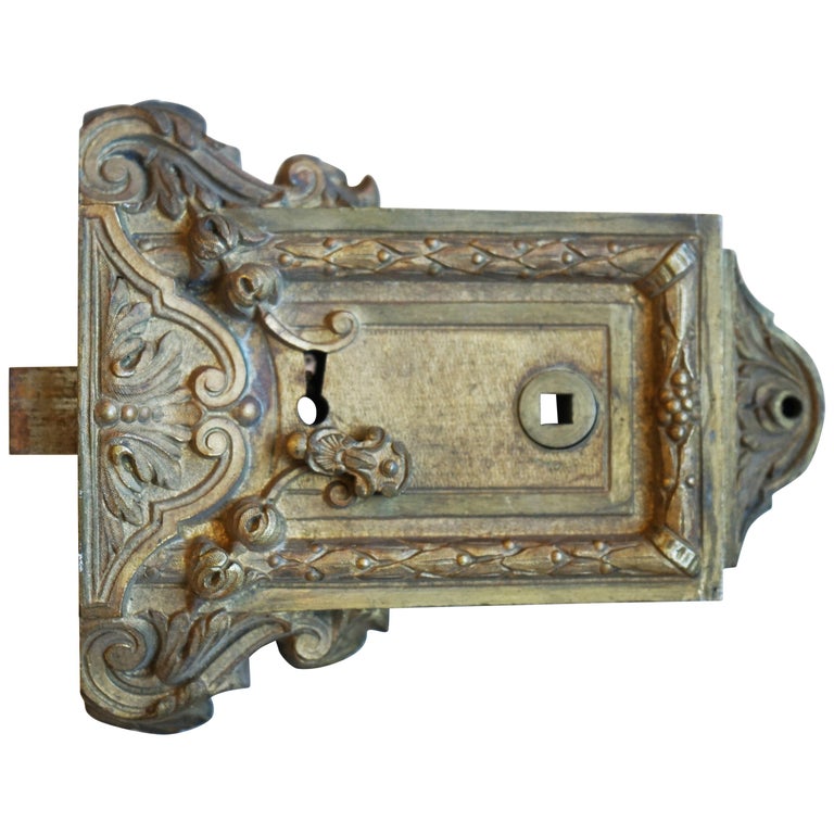 Antique French Door Rim Lock at 1stDibs
