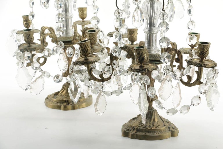 Antique French Dore Bronze and Crystal Girandole Candelabras, Circa ...