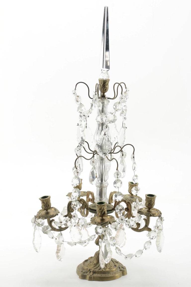 Antique French Dore Bronze and Crystal Girandole Candelabras, Circa ...