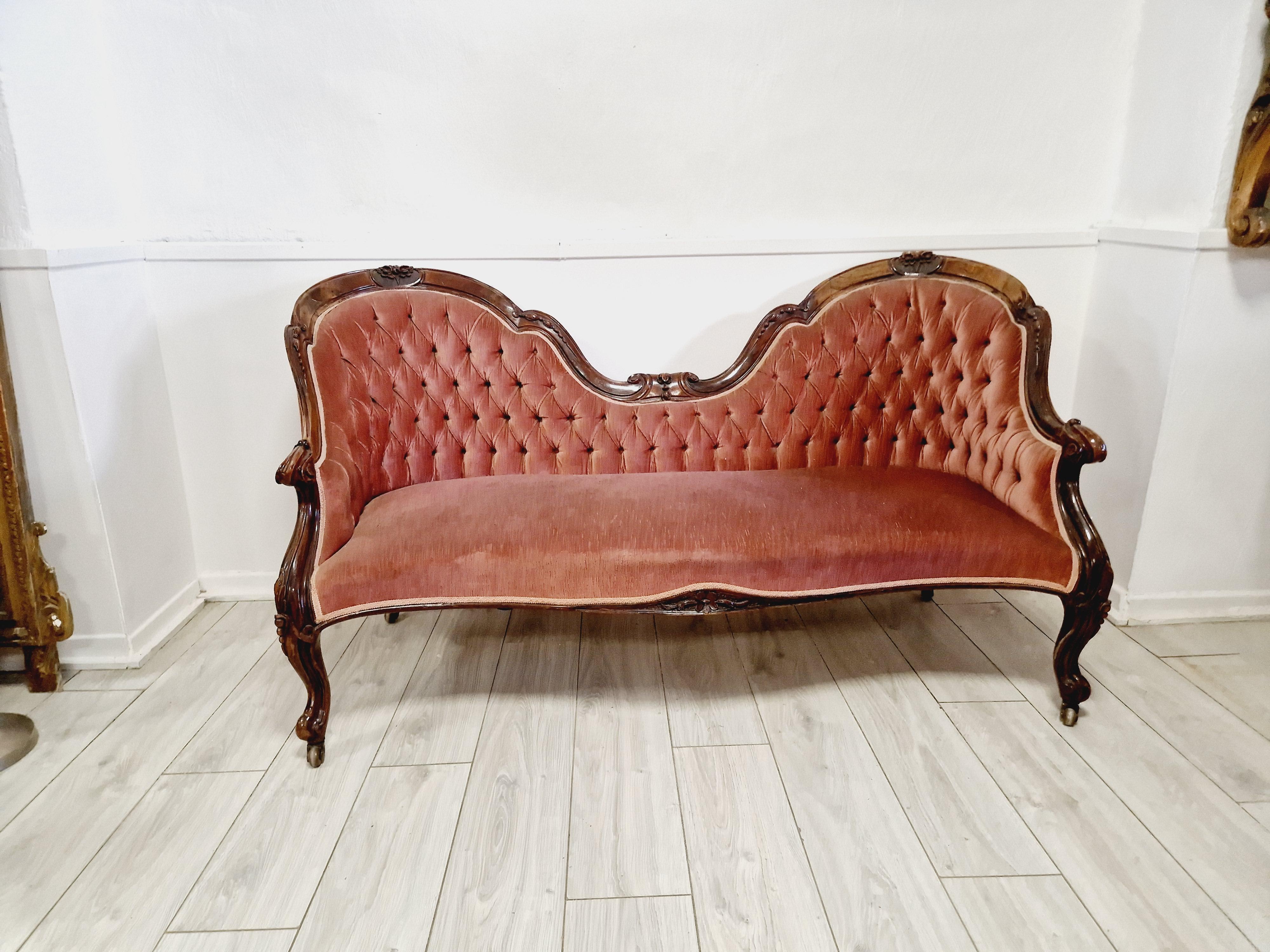 Antique French Double Spoon Sofa at 1stDibs