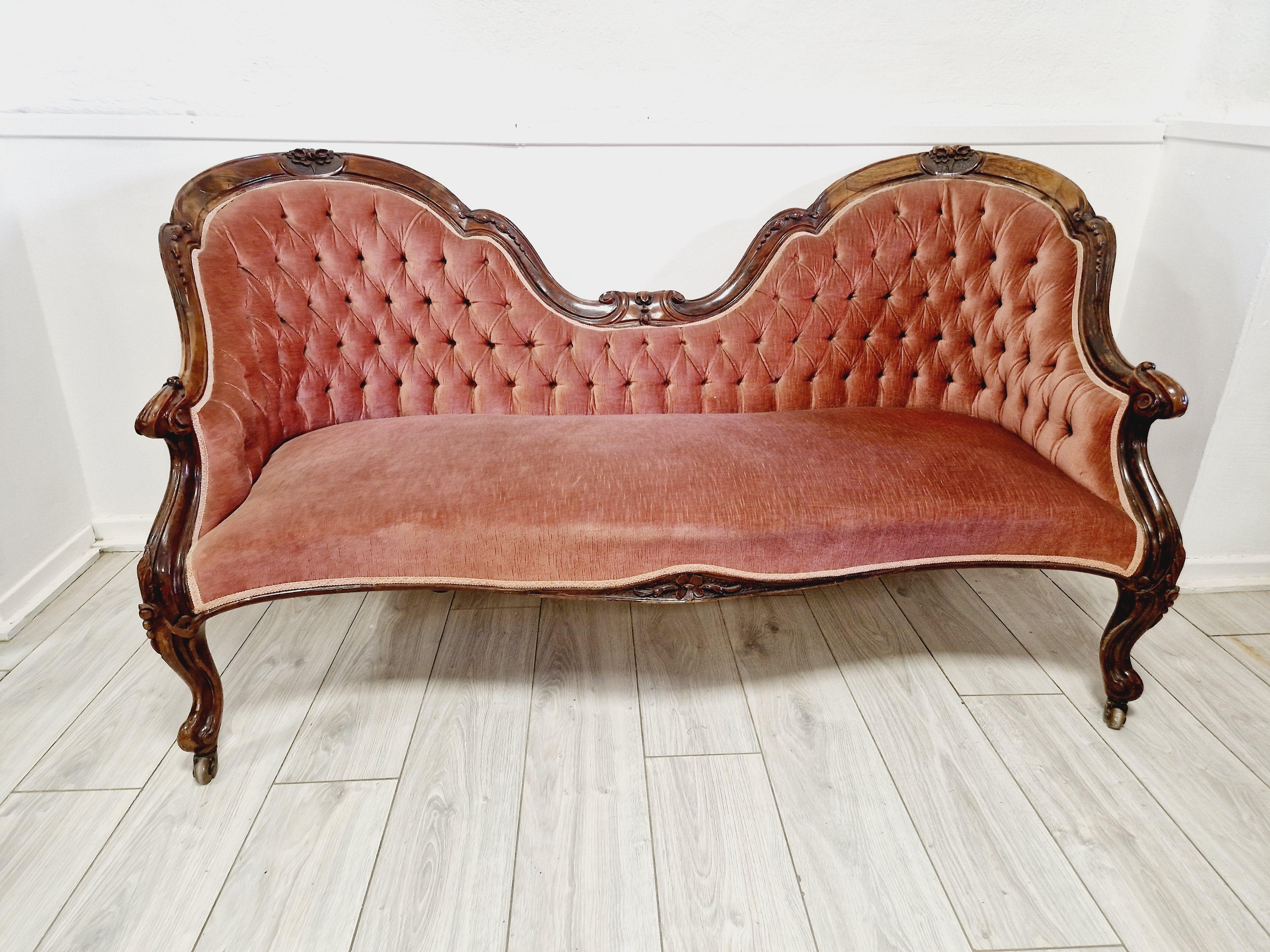 Antique French Double Spoon Sofa at 1stDibs
