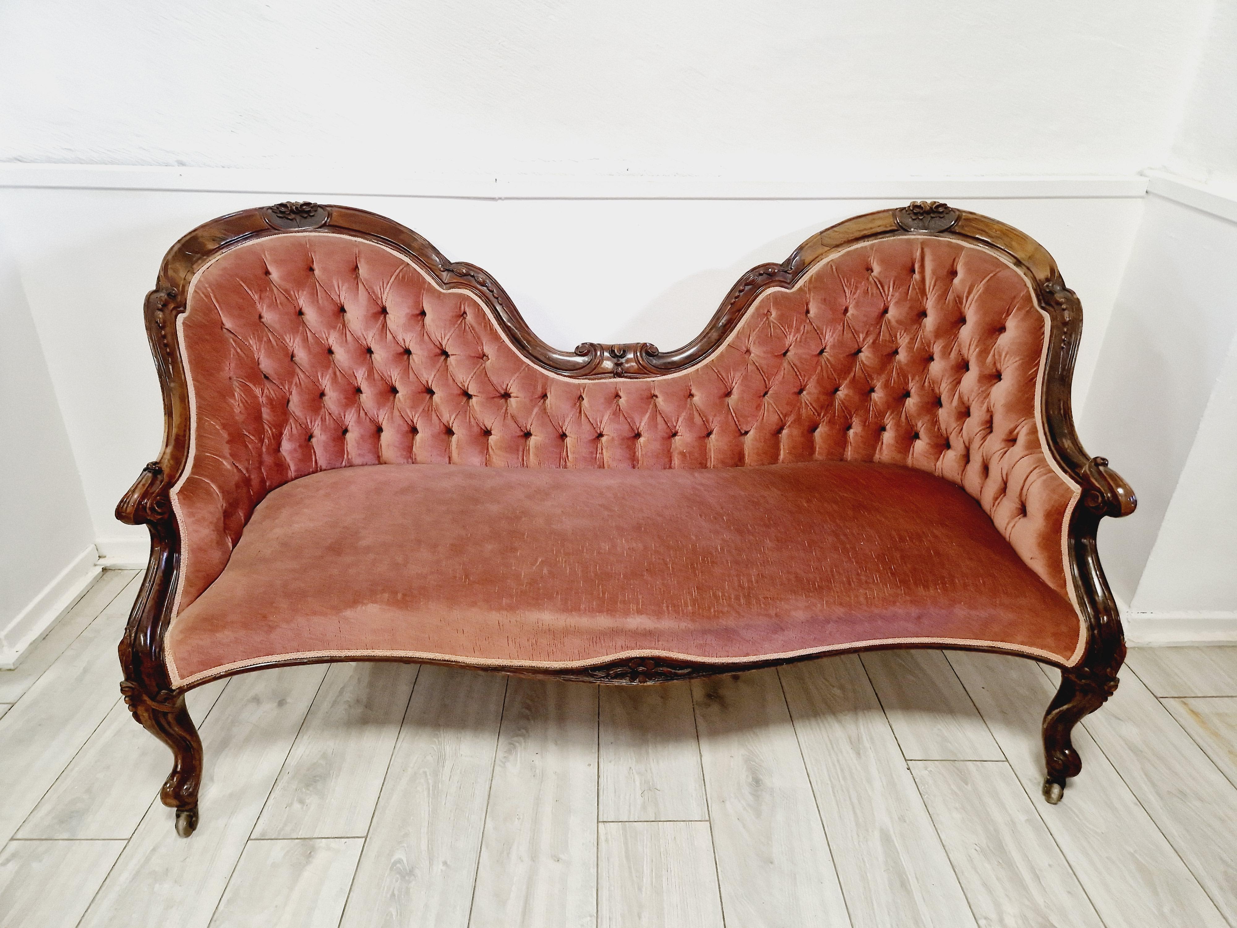 Antique French Double Spoon Sofa at 1stDibs