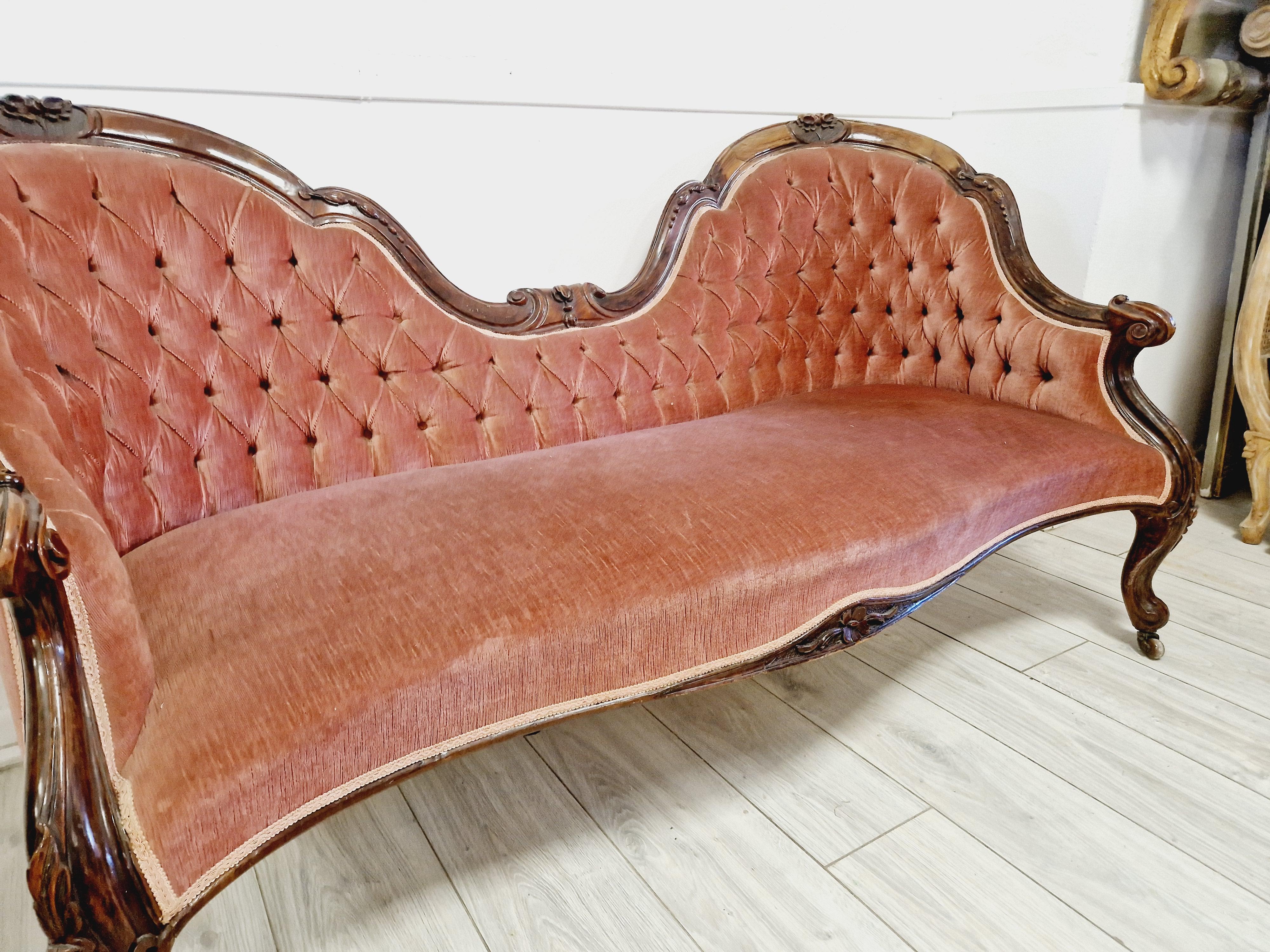 Antique French Double Spoon Sofa at 1stDibs