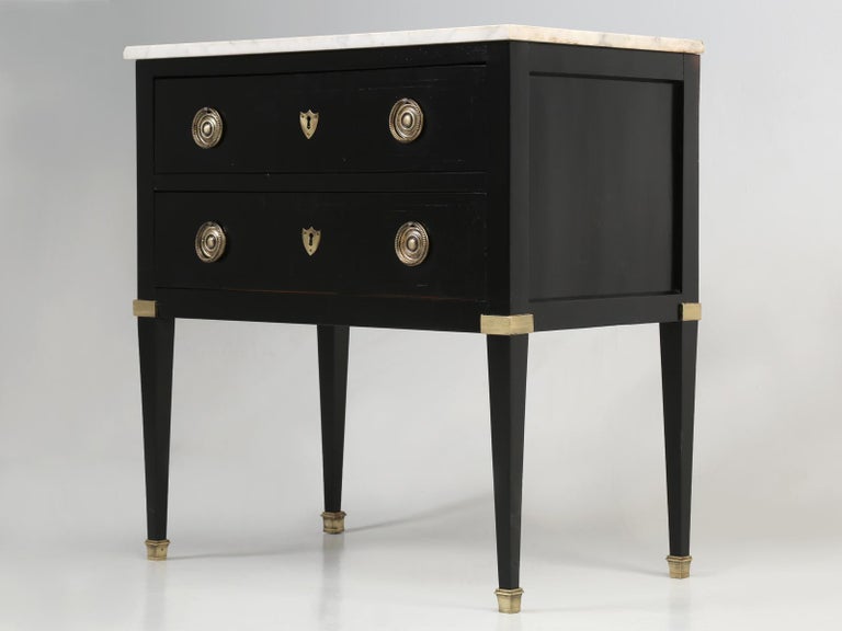 Antique French Ebonized Commode with a Marble Top, Perfect Nightstand ...