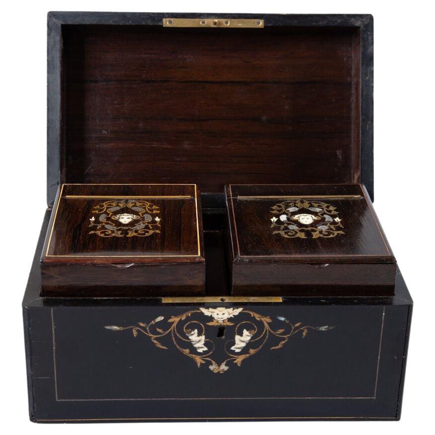 Neoclassical Box, Walnut, Ebony, Colored Inlays, South Germany circa ...