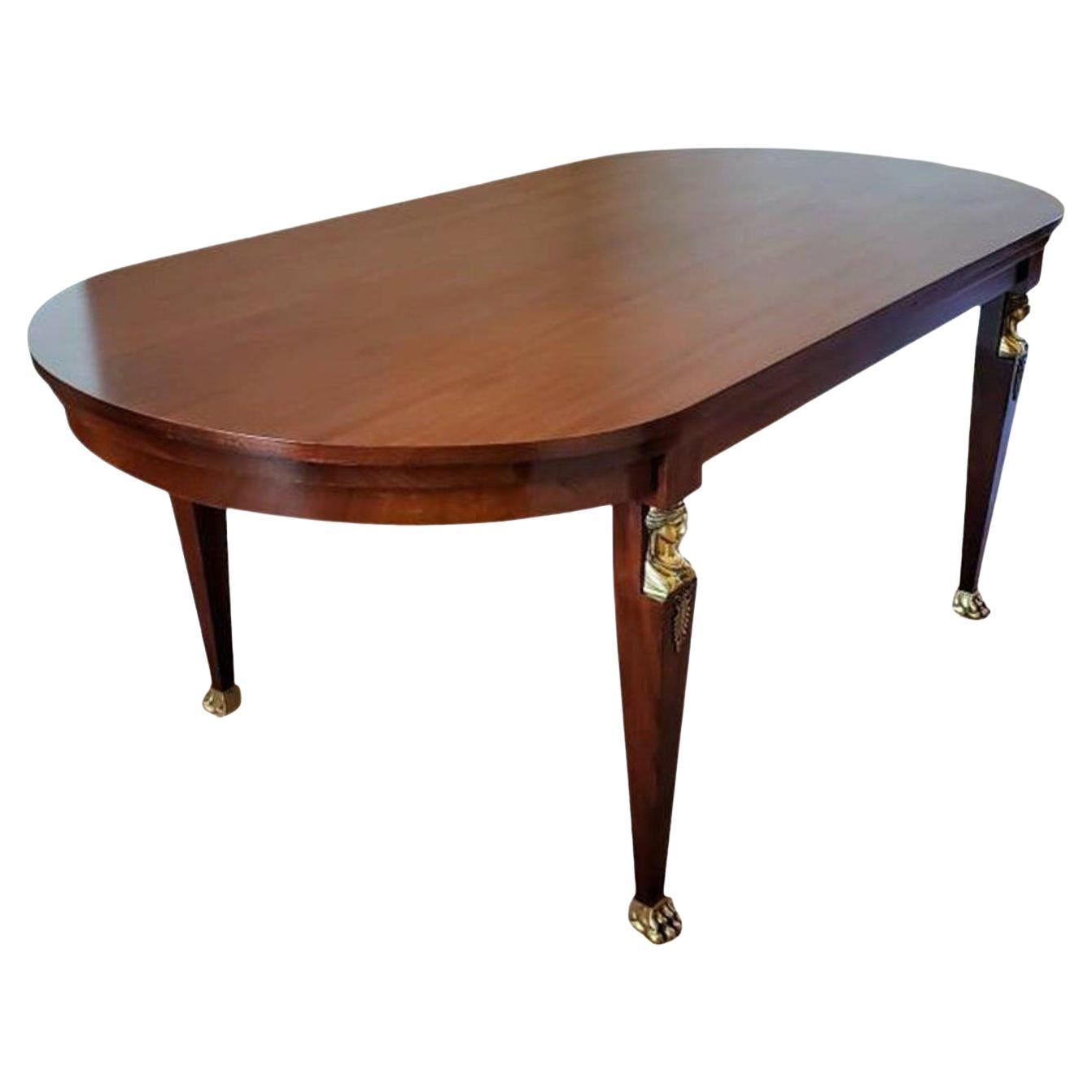 French Empire Dining Table Oval Pyramid Mahogany, circa 1900 at 1stDibs