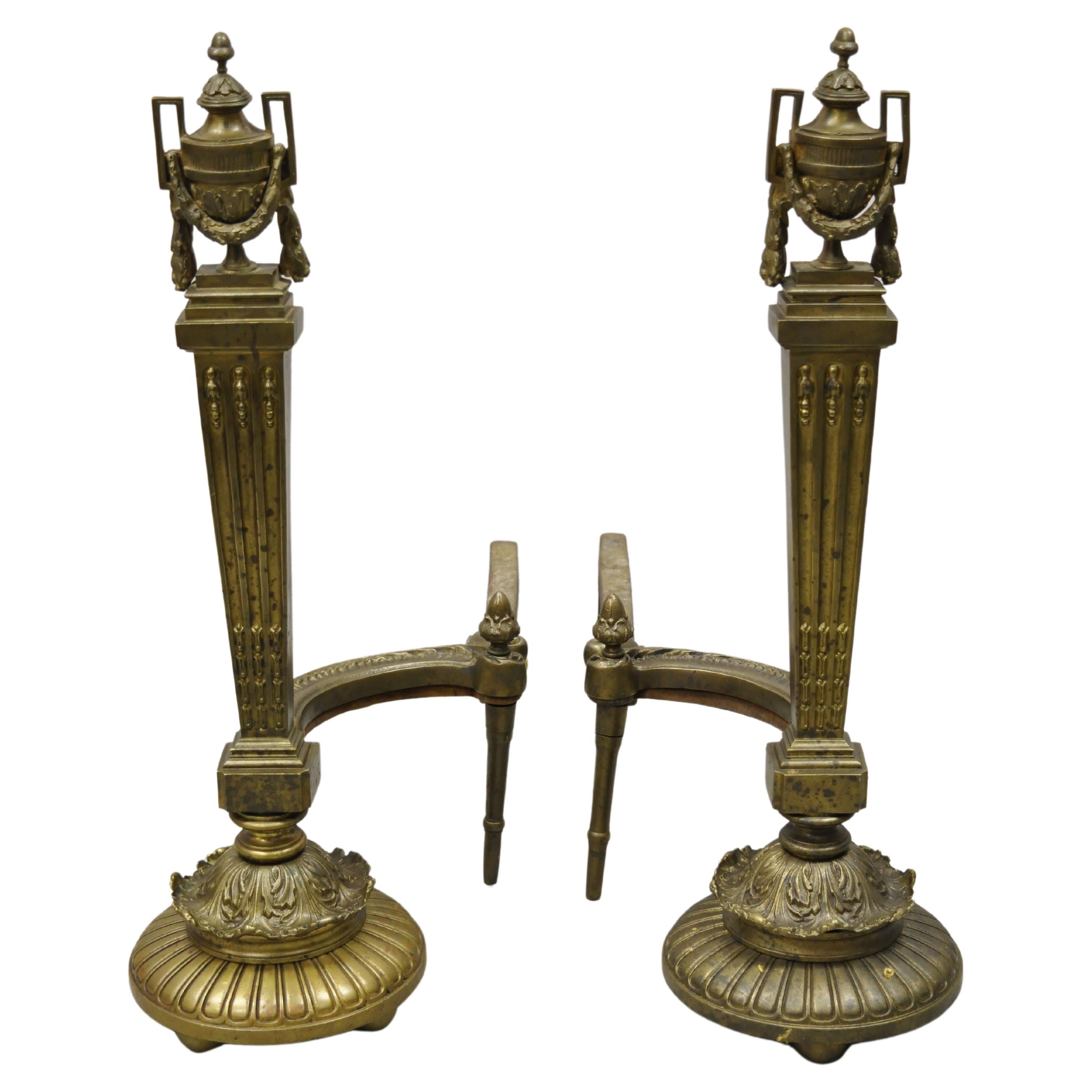 Antique French Bronze Andirons For Sale at 1stDibs