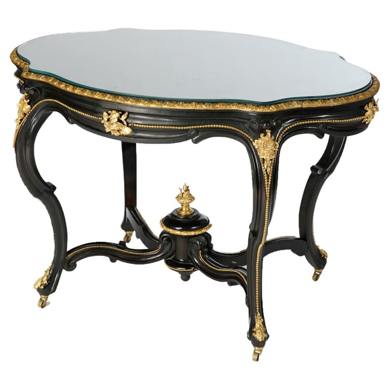 Antique French Empire Ebonized Center Table with Bronze Mounts 20th C ...
