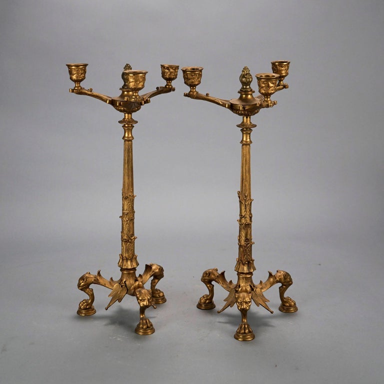 Antique French Empire Gilt Bronze Figural Candlesticks 19th C For Sale ...