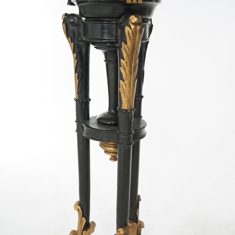 Antique French Empire Gilt and Ebonized Sculpture Stand with Hoof Feet ...