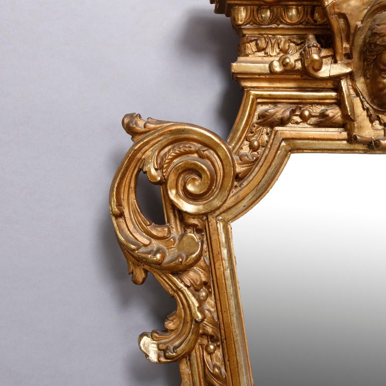 Antique French Empire Napoleon III Figural Giltwood Wall Mirror, circa ...