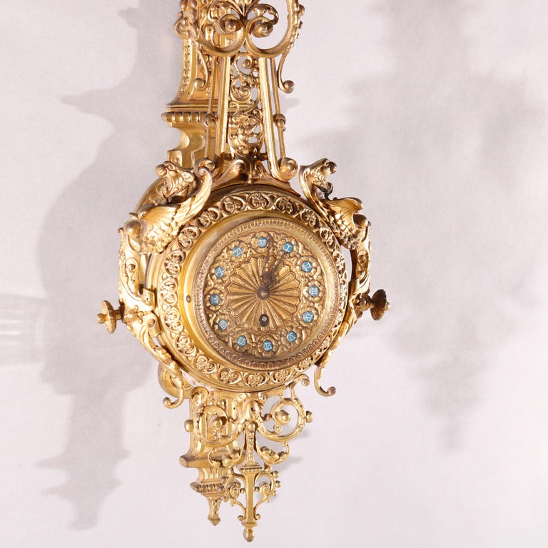 Antique French Empire Style Figural Gilt Bronze Hanging Wall Clock ...