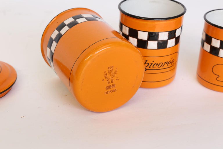 Antique French Enamel Canister Set at 1stDibs