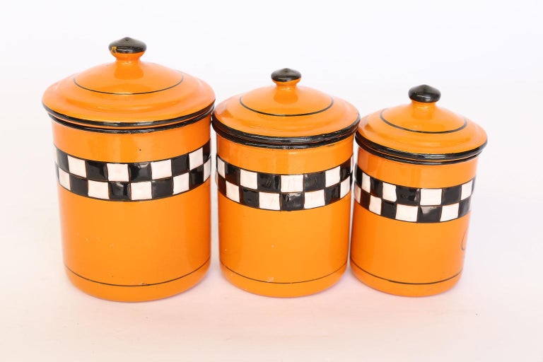 Antique French Enamel Canister Set at 1stDibs